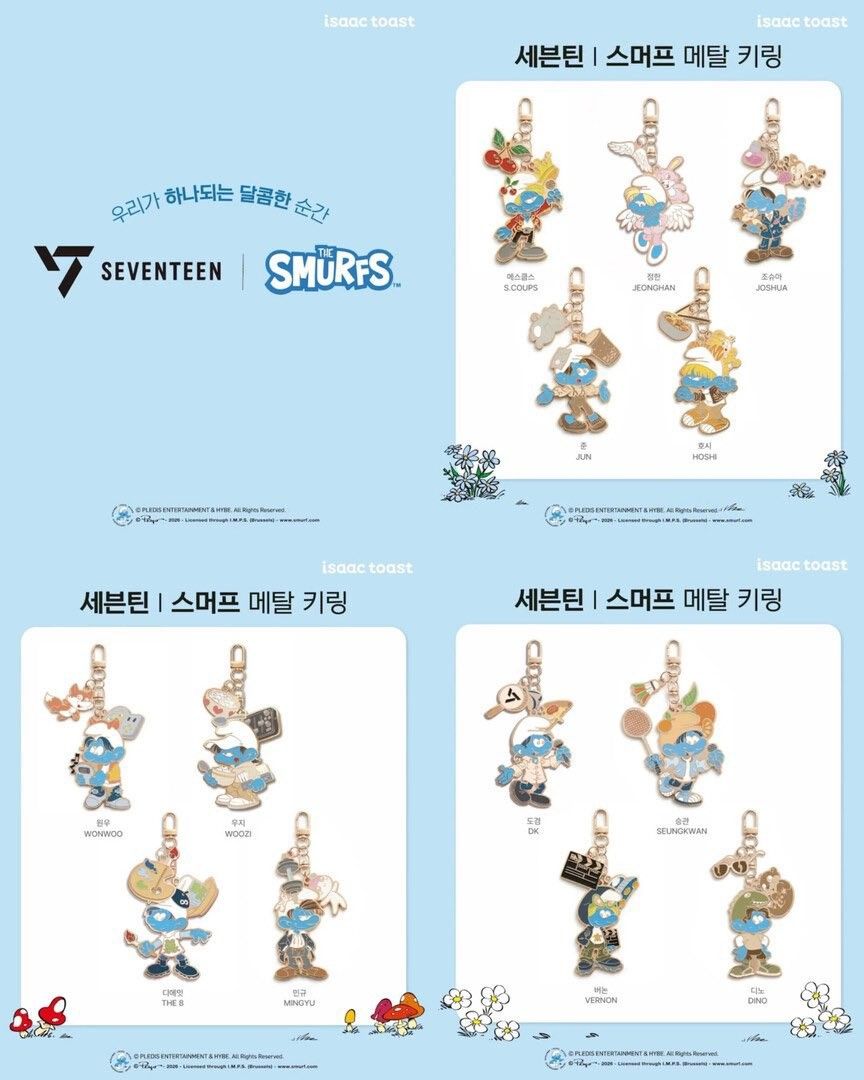 HTB Seventeen Isaac Toast Smurfs Keyring Collab SVT, Hobbies & Toys ...