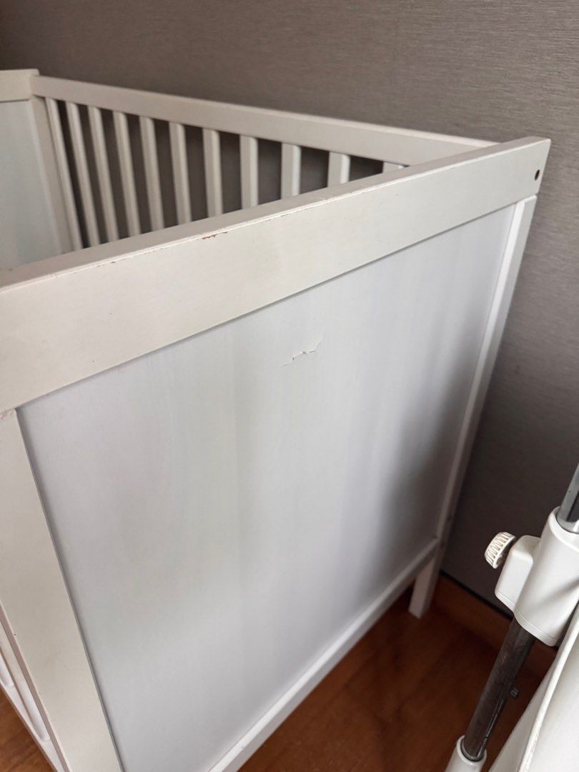 100% WORKING Ikea White Wooden Baby Crib, Babies & Kids, Baby Nursery ...