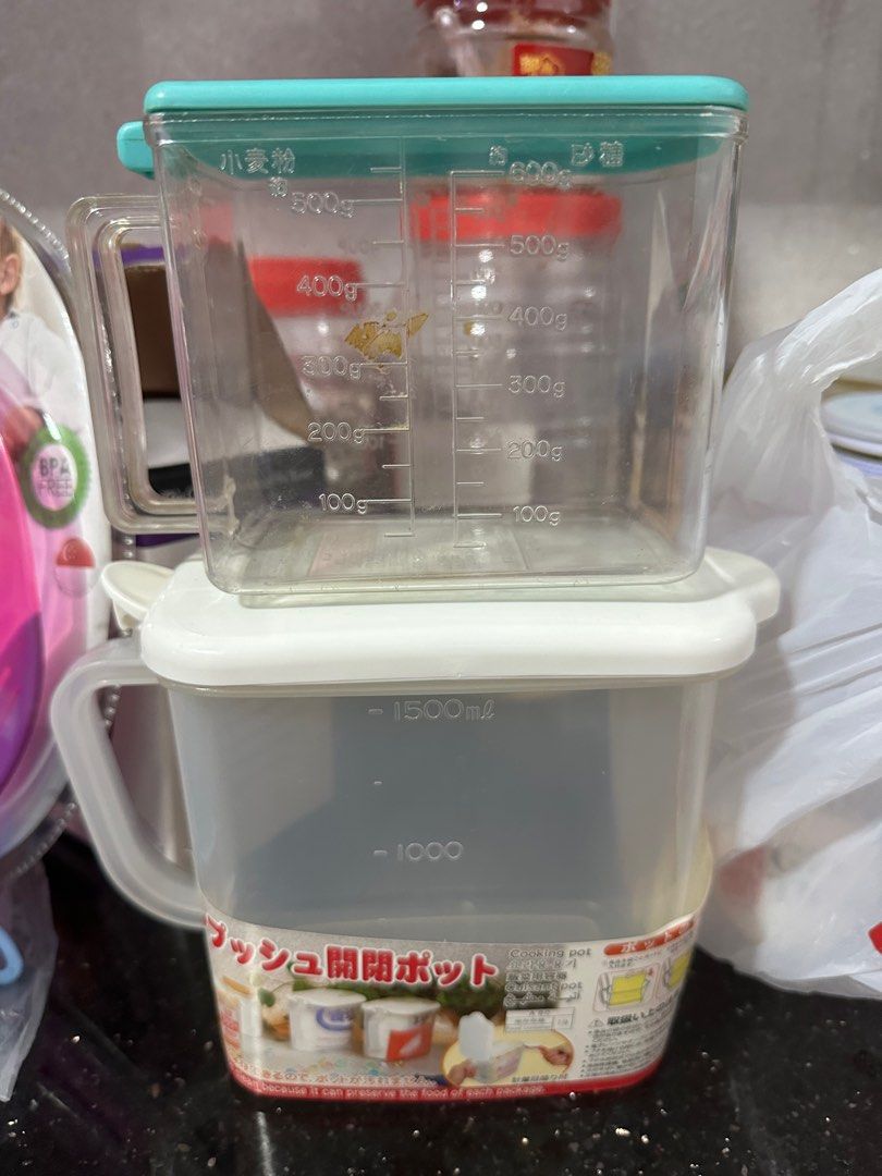 Japanese Food Storage Containers with Measuring Marks, Furniture & Home ...