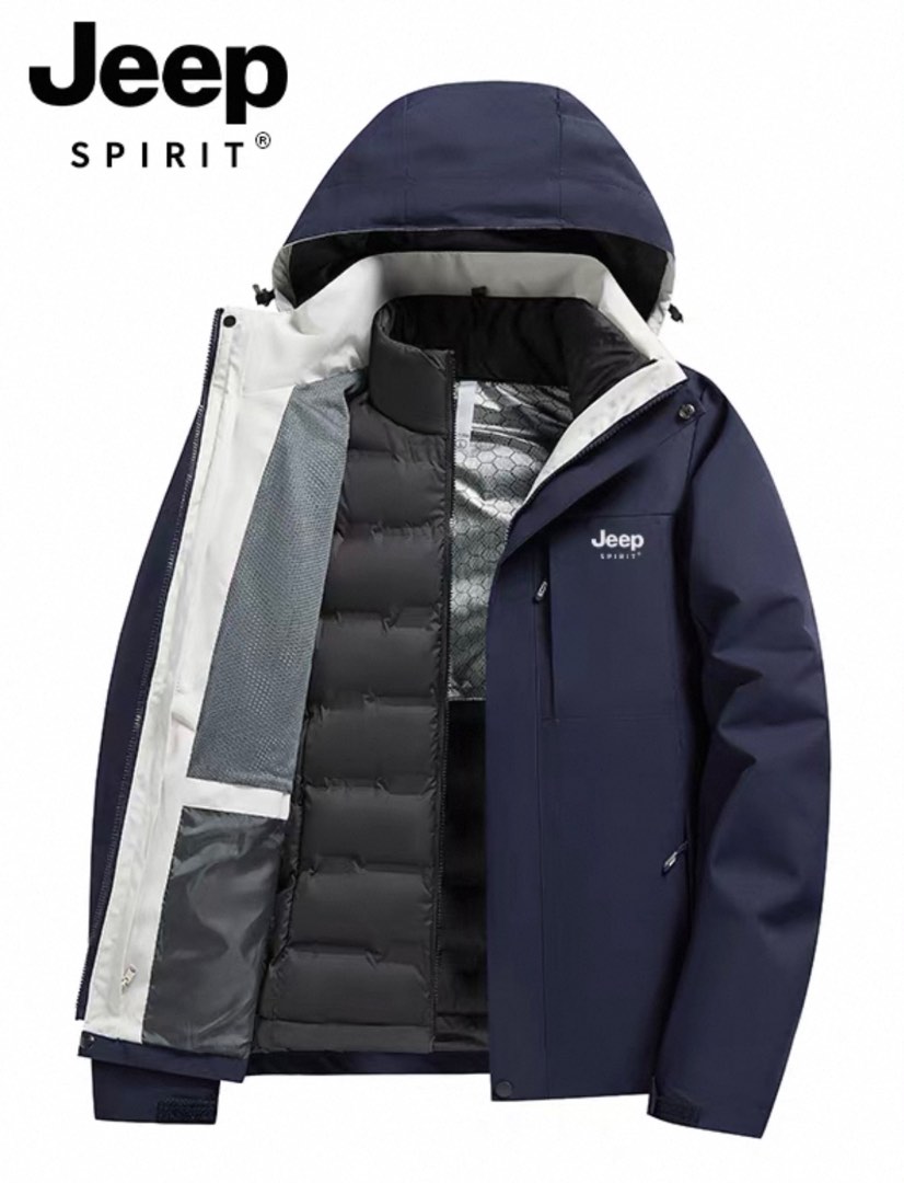 Jeep Spirit Men's Winter Jacket with Detachable Inner Layer, Men's ...