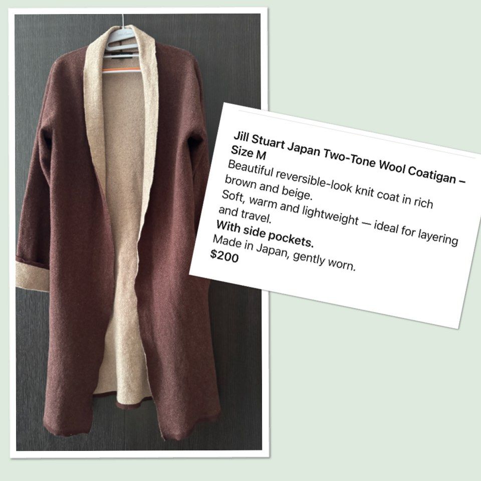 Jill Stuart Two-Tone Wool Coatigan - Size M, Women's Fashion, Coats ...
