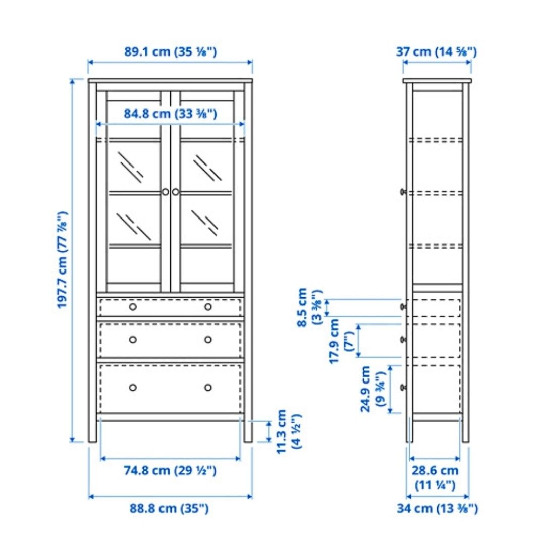 Kabinet Pintu Kaca IKEA HEMNES dengan 3 Laci (TERPAKAI), Furniture ...