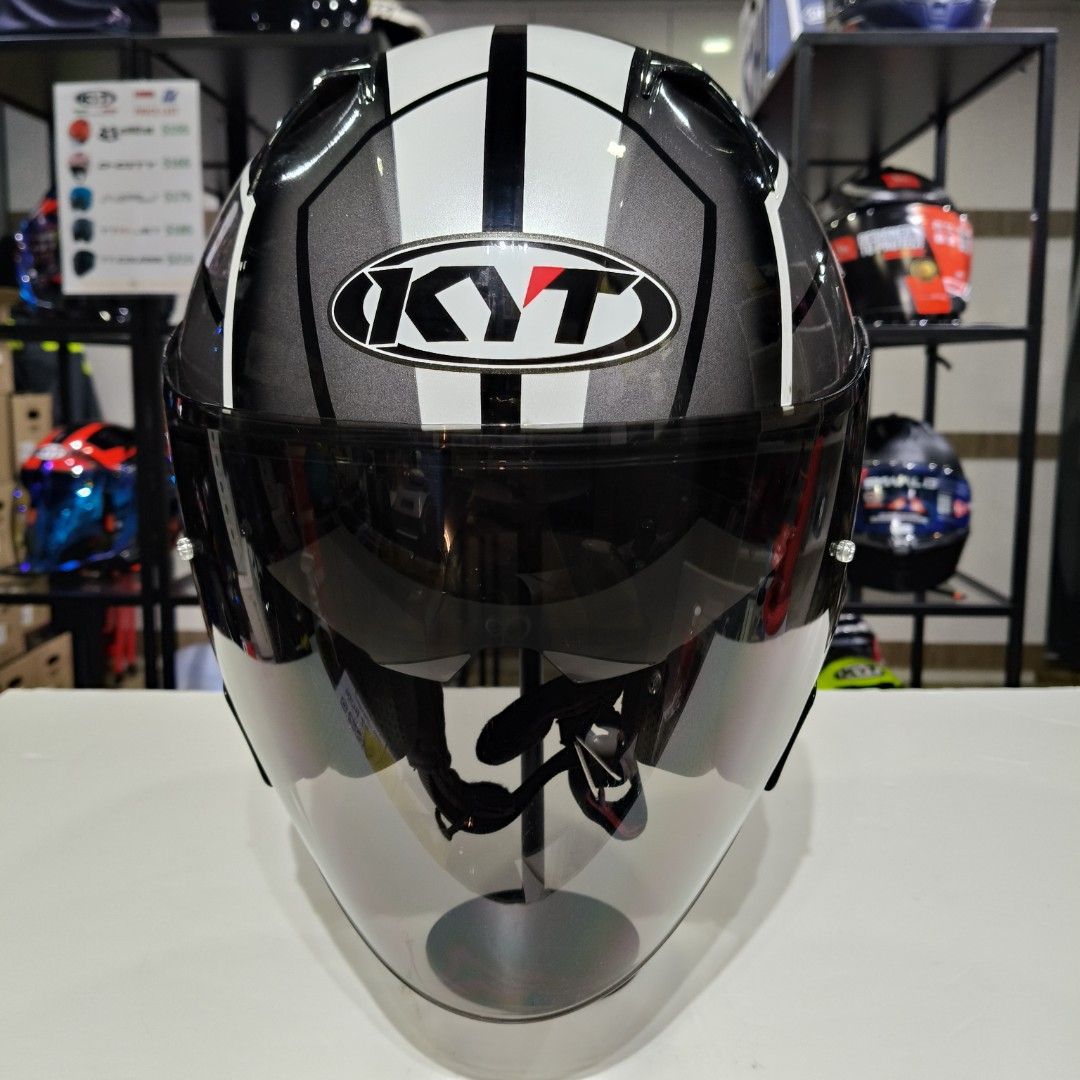 KYT NFJ MOTION BLACK WHITE HELMET, Motorcycles, Motorcycle Apparel on ...