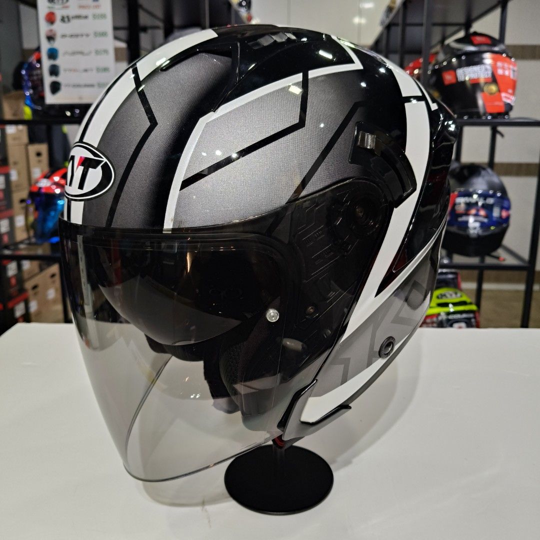 KYT NFJ MOTION BLACK WHITE HELMET, Motorcycles, Motorcycle Apparel on ...