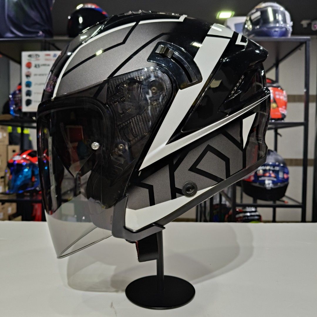 KYT NFJ MOTION BLACK WHITE HELMET, Motorcycles, Motorcycle Apparel on ...