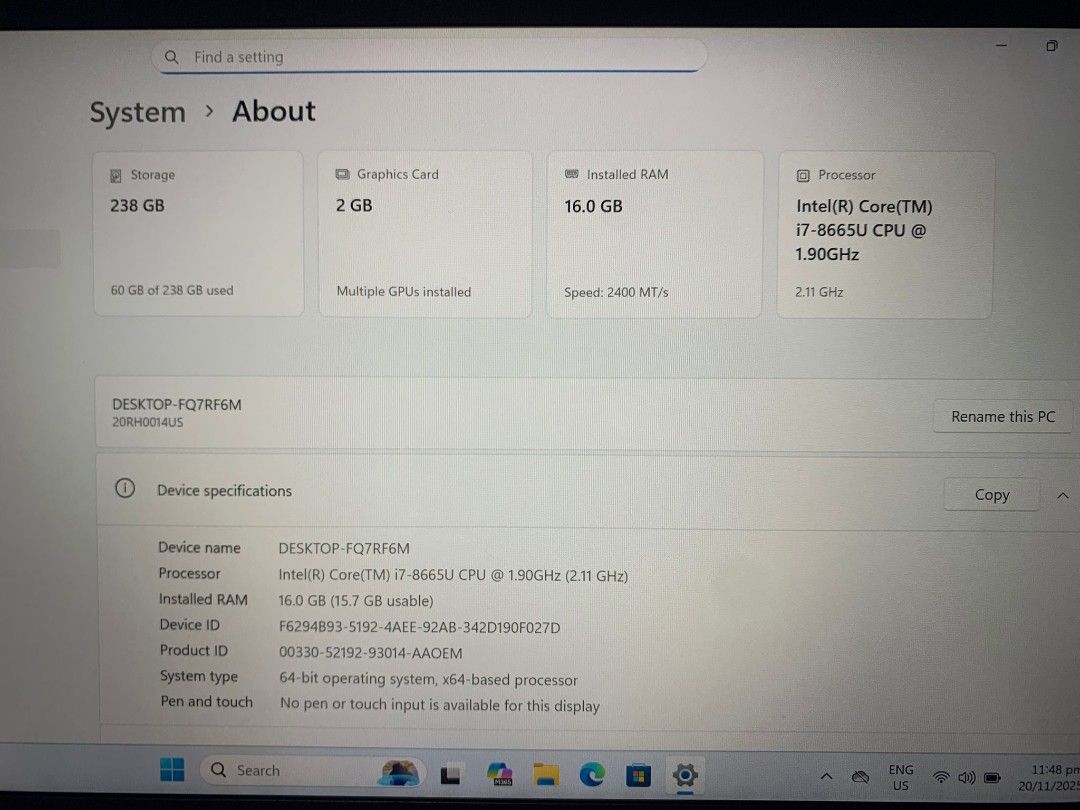 Laptop Lenovo thinkpad P43s graphics card editing and autocad laptop ...
