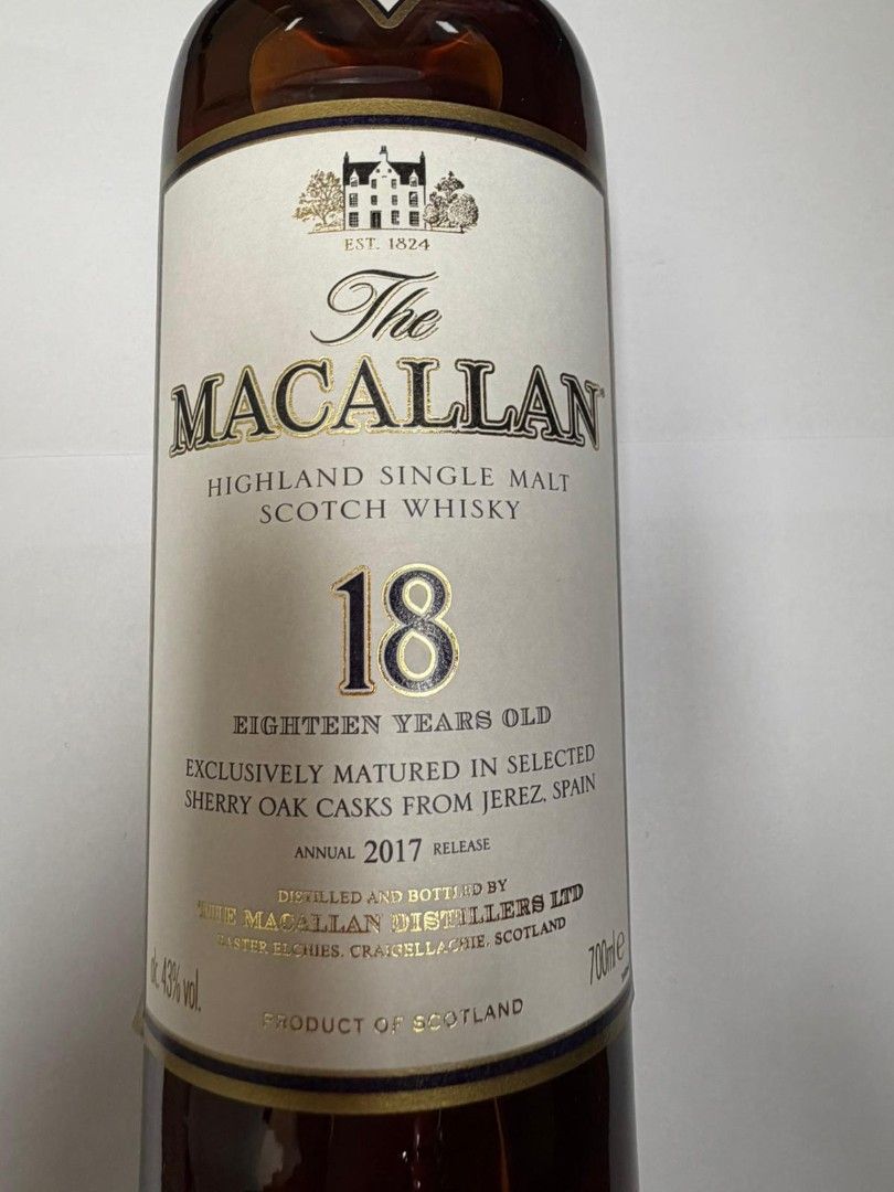 Macallan 18 Year Old Sherry Oak Single Malt Scotch Whisky 2017, Food ...