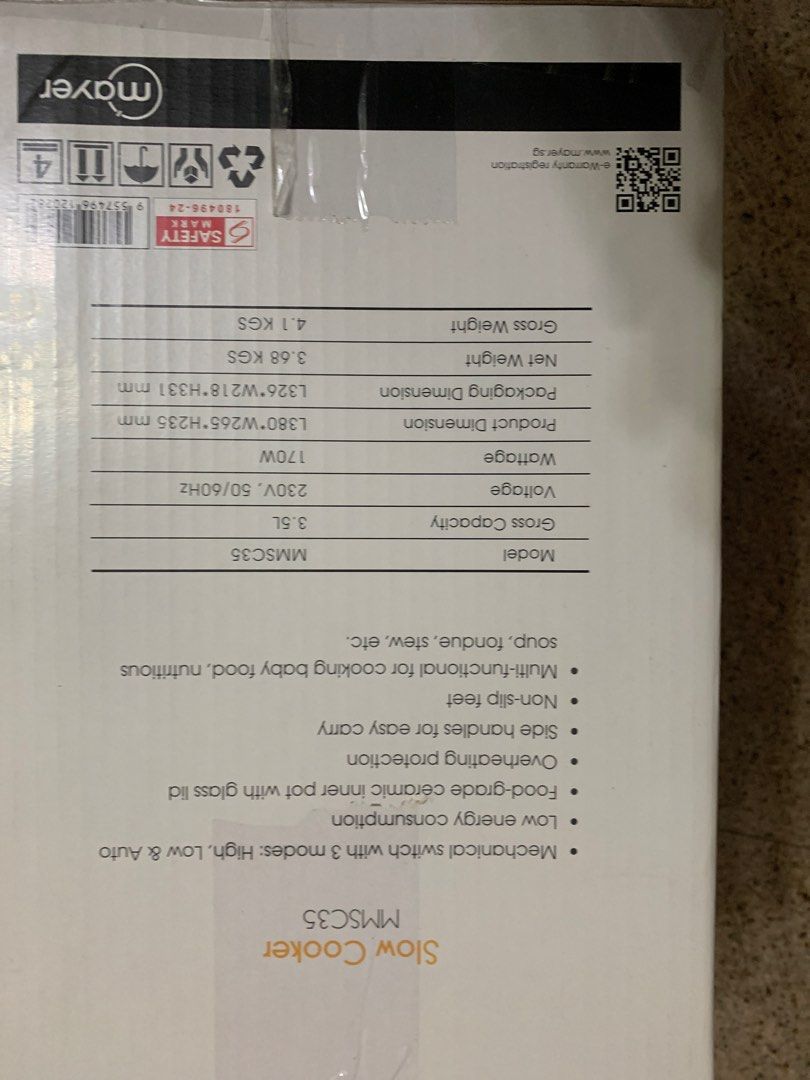 Mayer Slow Cooker MMS35 - 3.5L Capacity, TV & Home Appliances, Kitchen ...