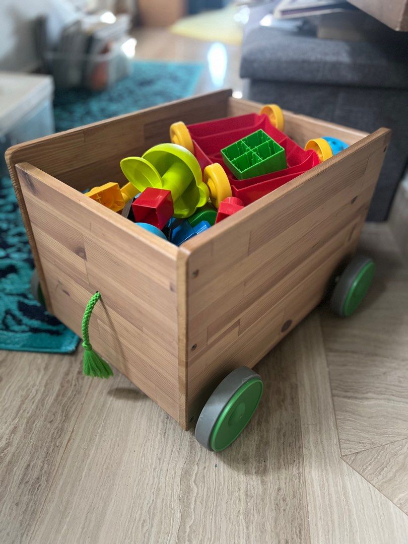 MEGA BLOKS in IKEA WOODEN CRATE, Hobbies & Toys, Toys & Games on Carousell
