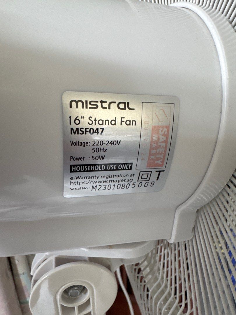 Mistral 16" Stand Fan MSF047, Furniture & Home Living, Lighting & Fans ...