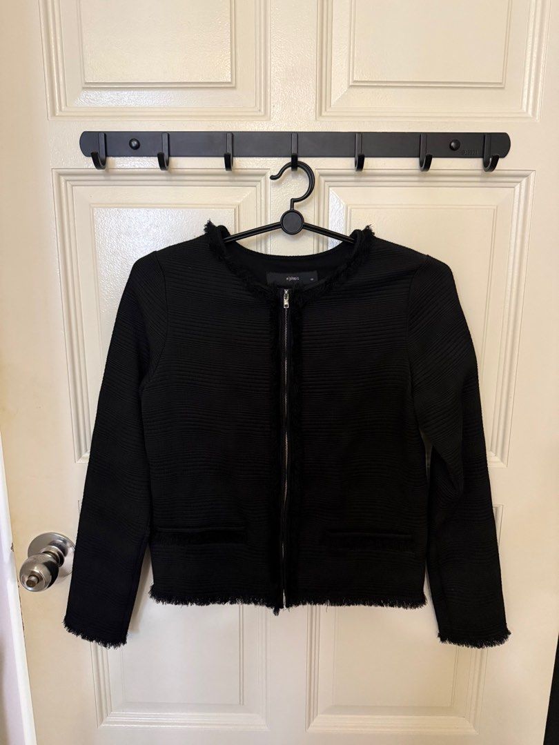 m)phosis Black Textured Jacket, Women's Fashion, Coats, Jackets and ...