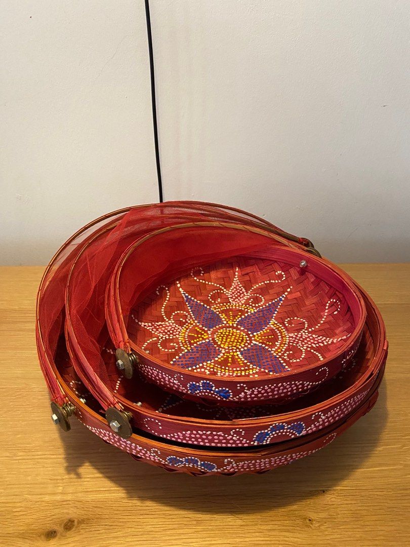Nyonya Basket Bought From Melaka-Set of 3, Furniture & Home Living ...