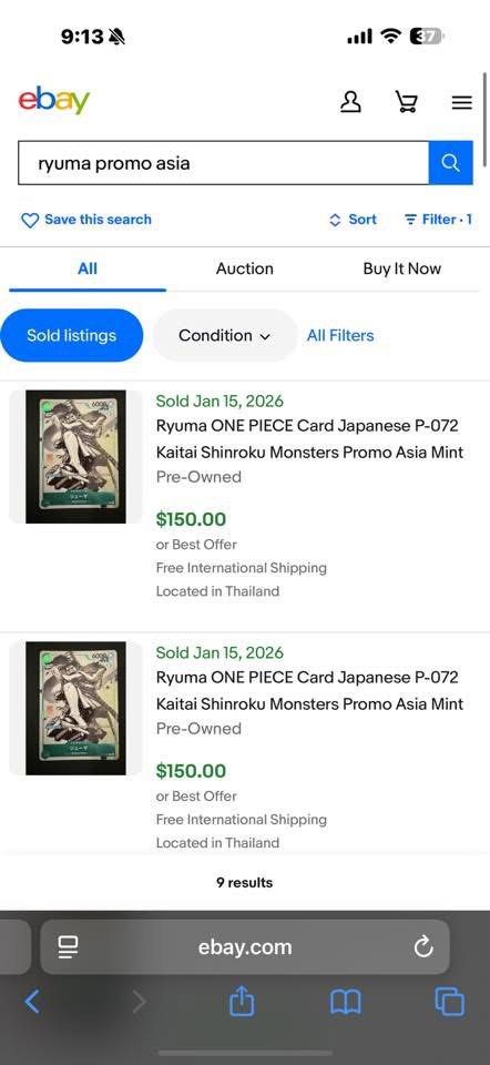 One Piece Card Game - p-072 Ryuma Promo Asia, Hobbies & Toys, Toys ...