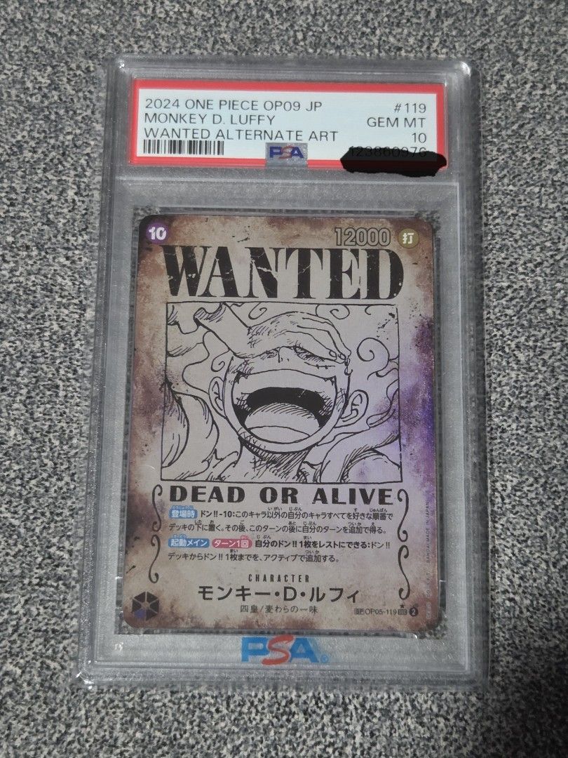 One Piece OP09 JP Monkey D. Luffy Wanted Alternate Art PSA 10, Hobbies ...