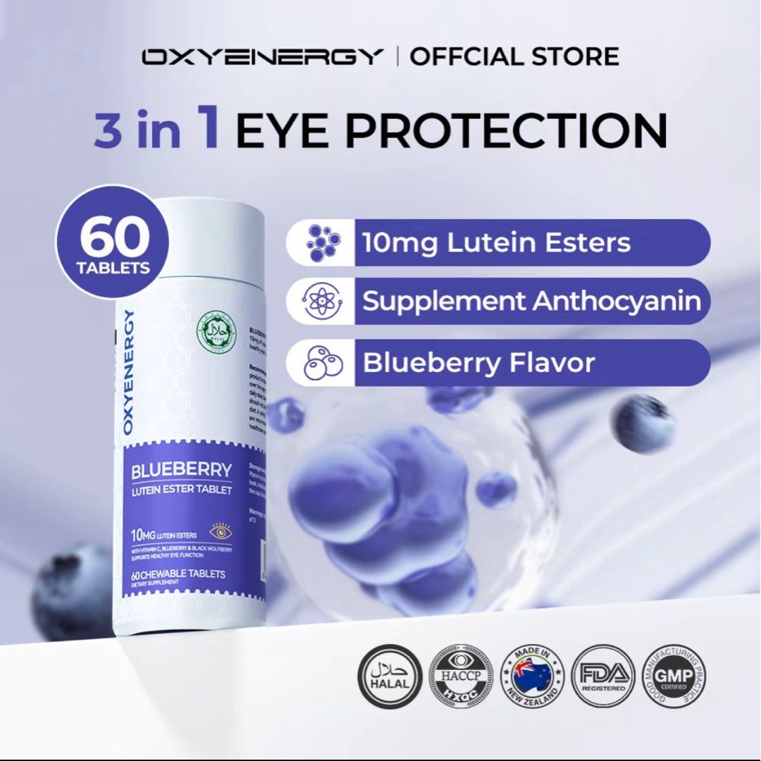 Oxyenergy Blueberry Lutein Ester Tablets, Health & Nutrition, Health ...
