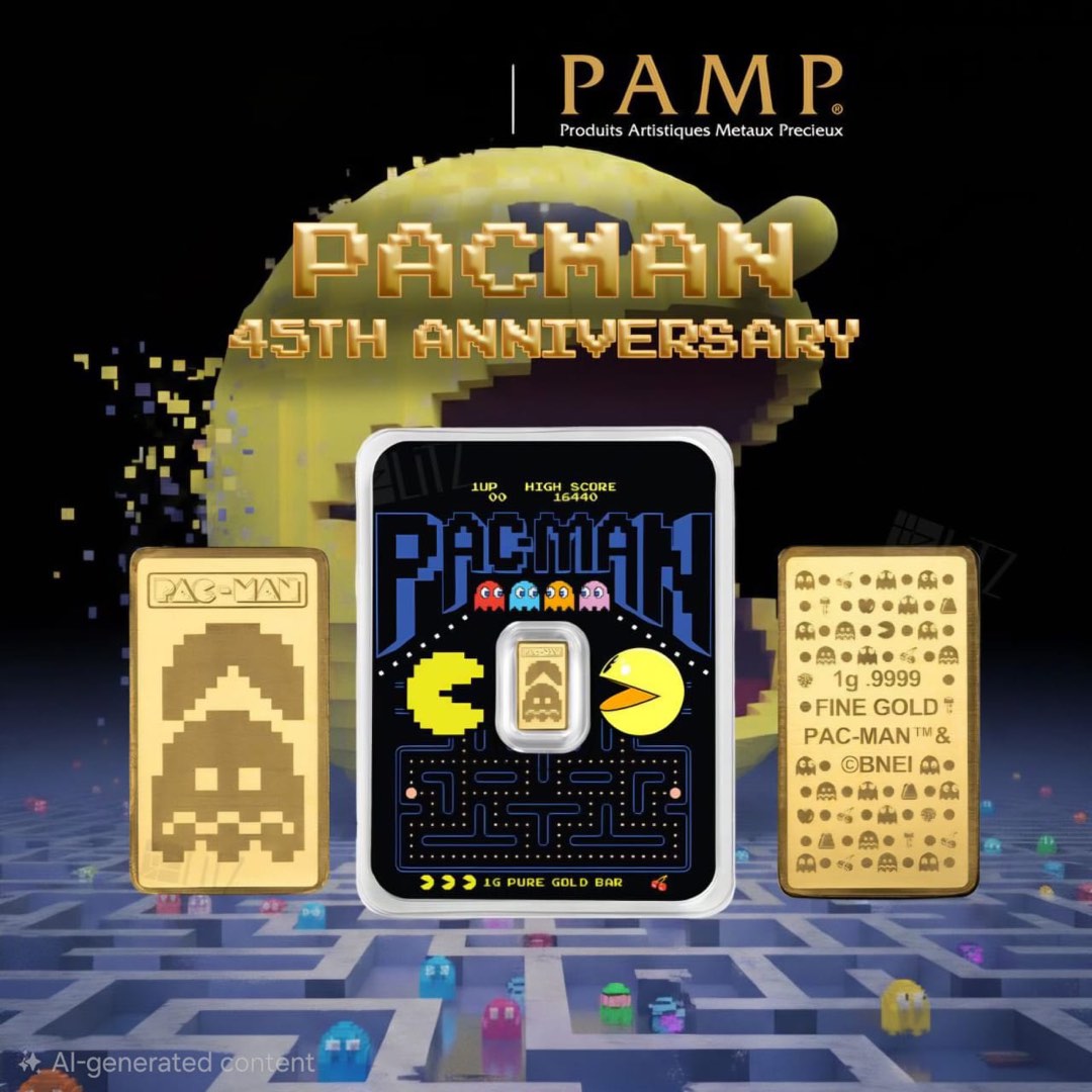 PAMP x PAC-MAN 45th Anniversary 1g Gold Bar, Hobbies & Toys ...