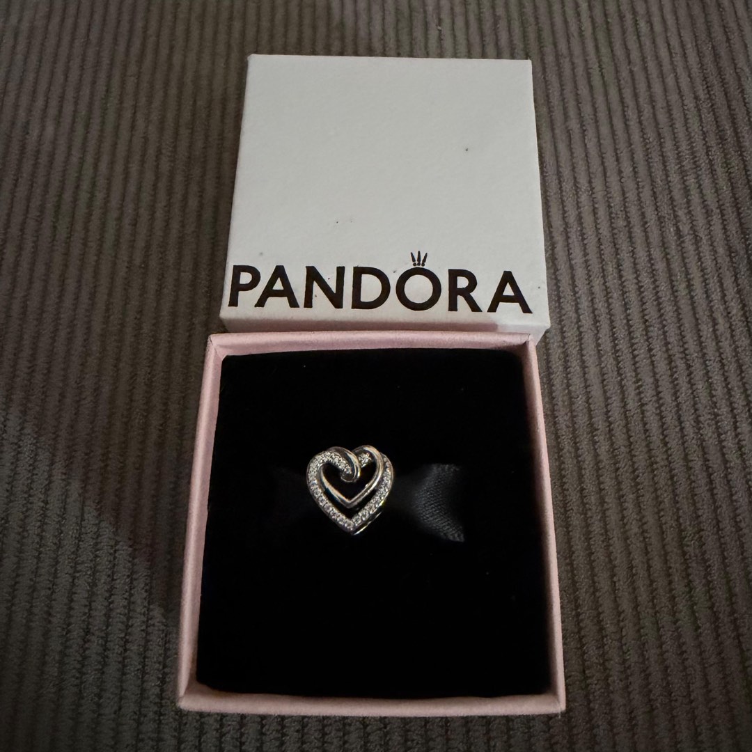 Pandora Double Heart Charm, Women's Fashion, Jewelry & Organisers ...