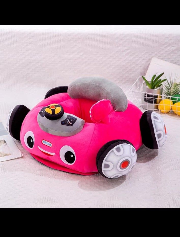 Pink Plush Car Baby Seat, Babies & Kids, Going Out, Car Seats on Carousell
