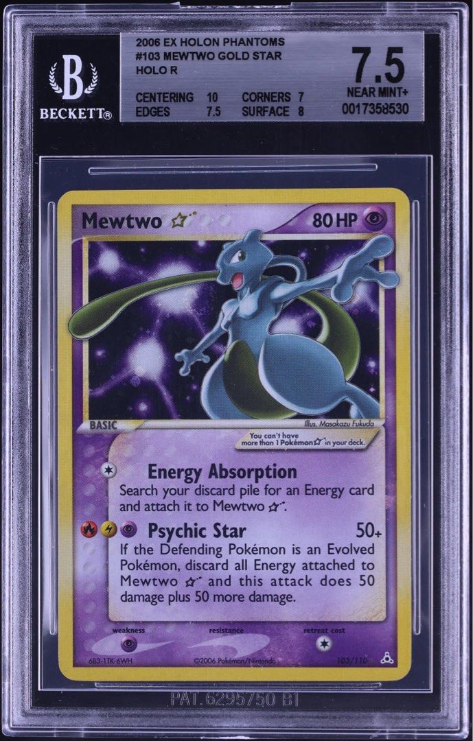 [BGS 7.5 POP 17 Mouth Swirl] Mewtwo Gold Star Holo R #103, Hobbies ...