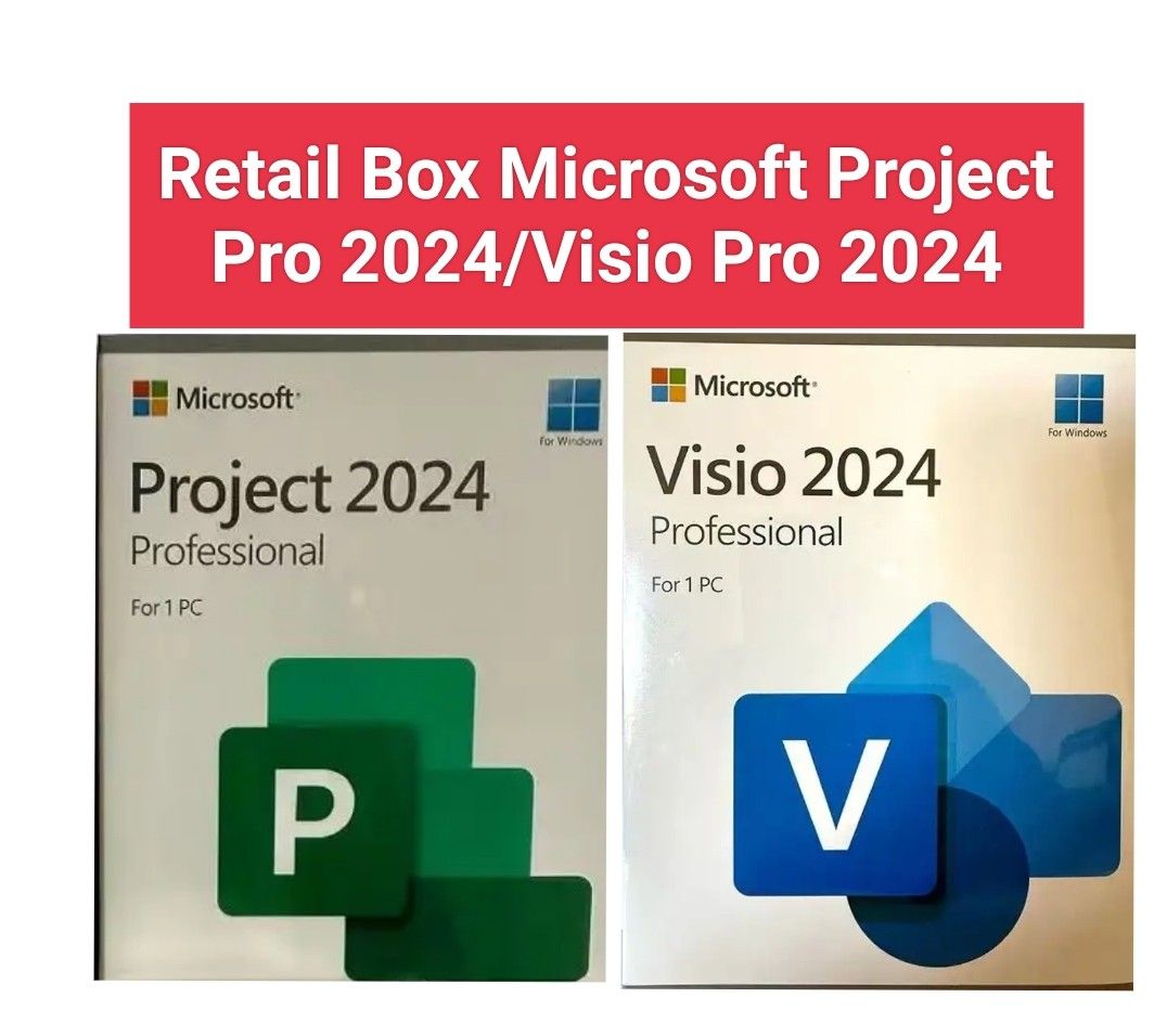 Retail Box Microsoft Project Professional Pro 2024/Visio Professional ...