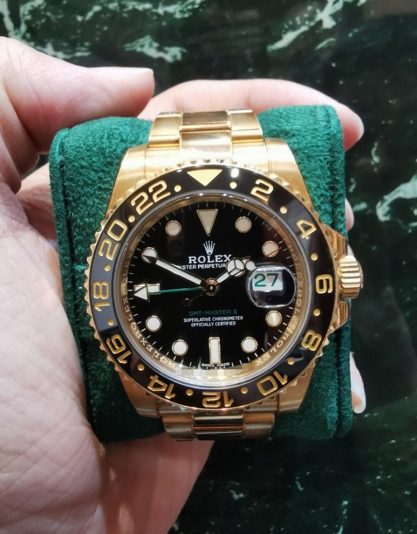 Rolex Gmt master 2 full yellow gold black dial ceramic 116718ln, Luxury ...