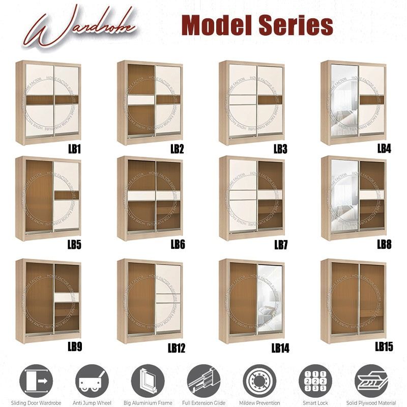 Sliding Door Wardrobe Plywood Wardrobe Anti Jump wheel Big Aluminum ...