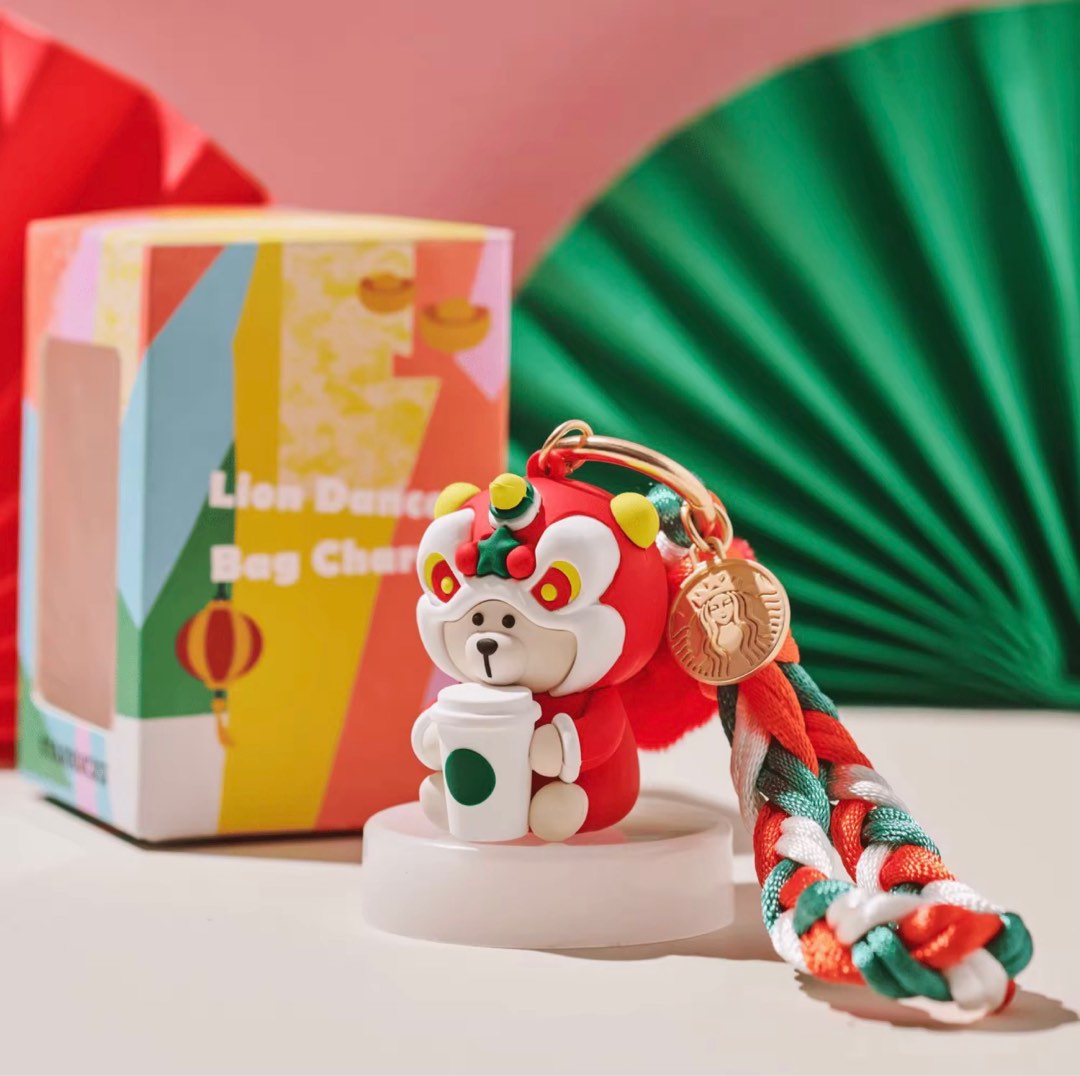 Starbucks Bearista Bag Charm (Lion Dance, Fortune Cat & Daruma ...
