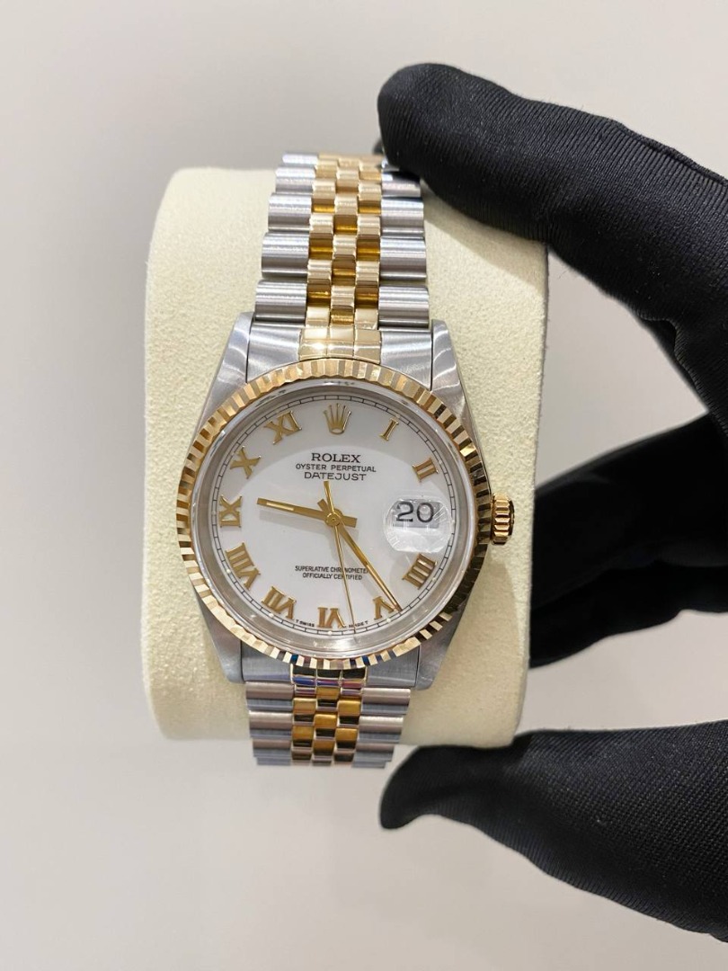 (UNUSED) 2004 ROLEX DATEJUST 36 HALF 18K 750 YELLOW GOLD JUBILEE REF ...