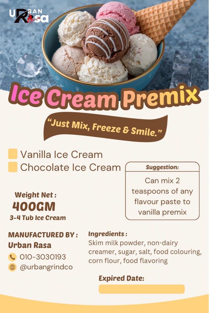 Urban Rasa Ice Cream Premix - Vanilla & Chocolate, Food & Drinks ...