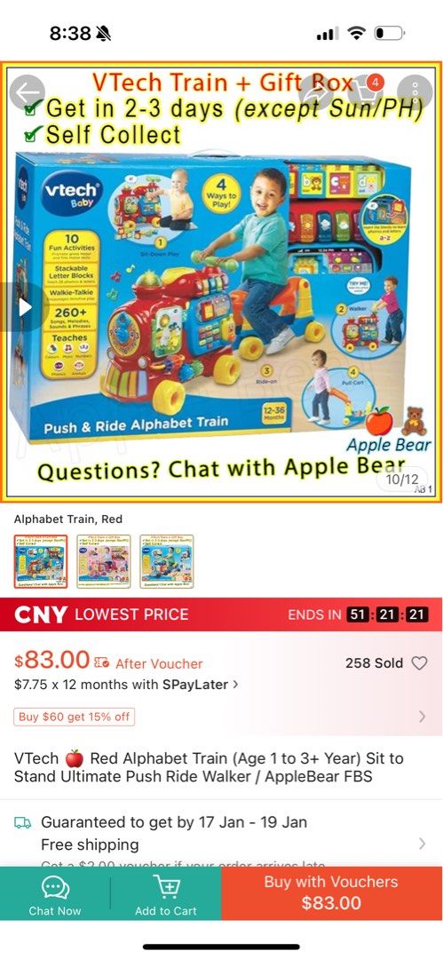 VTech Red Alphabet Train (Age 1 to 3+ Year), Hobbies & Toys, Toys ...