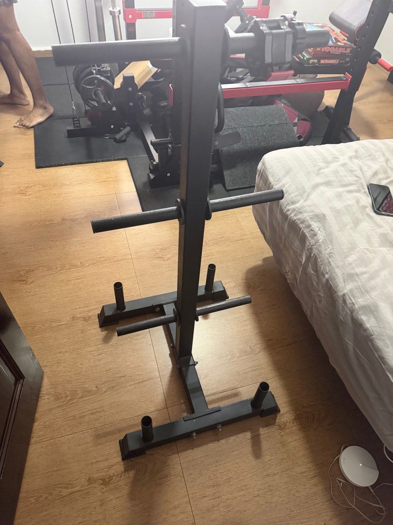 Weights + Ezcurl Bar + Bench + Weight Rack, Sports Equipment, Exercise ...