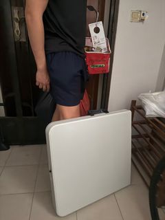 IKEA White Folding Table with Storage, Furniture & Home Living ...