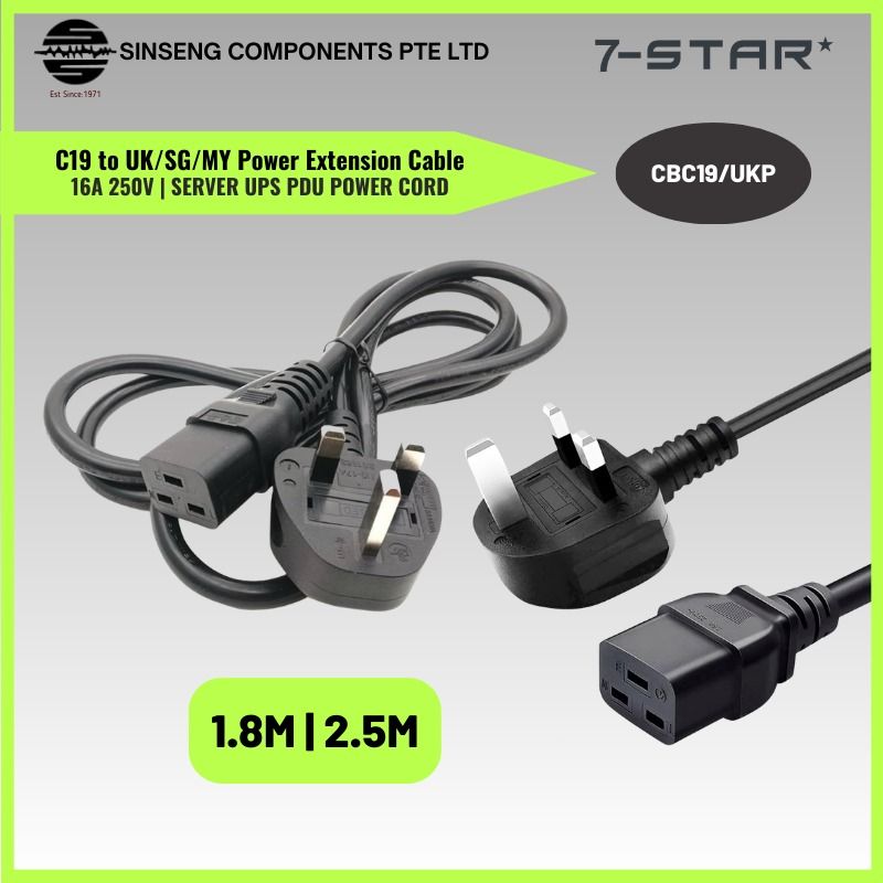 1.8M/2.5M IEC C19 to UK SG 16A 250V Power Cord 3Pin with Safety Mark ...
