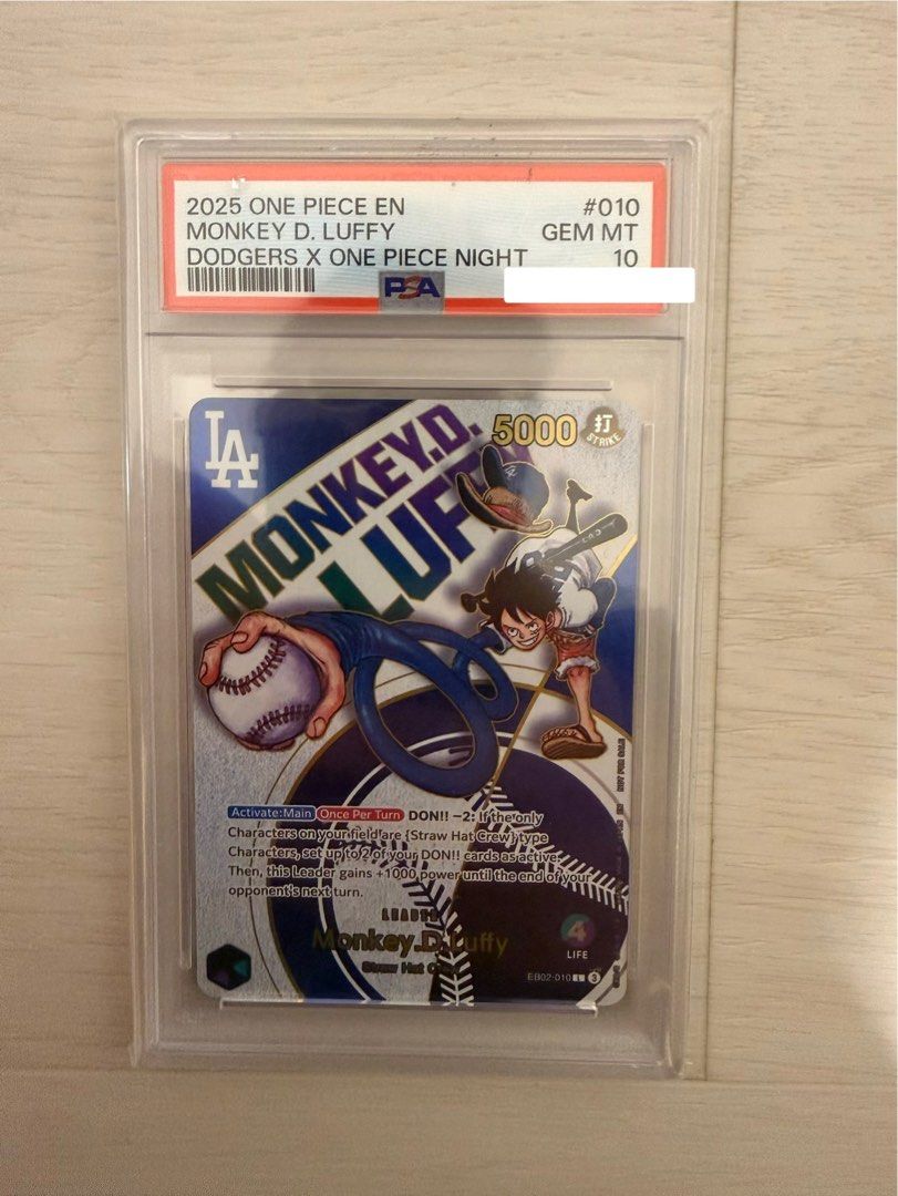 2025 One Piece EN Monkey D. Luffy Dodgers Card - PSA 10, Hobbies & Toys ...