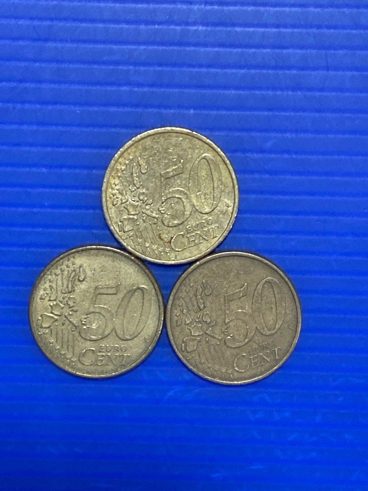 3 pcs of 2002 German 50 euros coin, Hobbies & Toys, Memorabilia & Collectibles, Currency on ...
