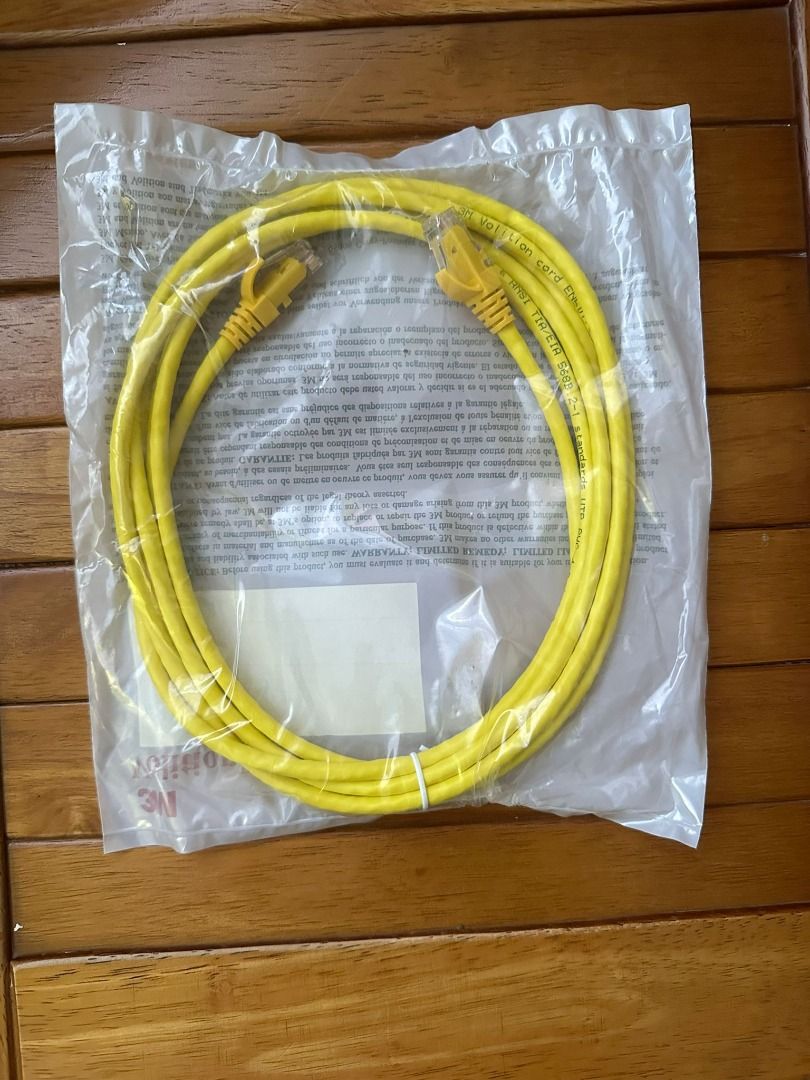 3M Cat6, Yellow RJ45 to Male RJ45 Male, UTP Unshielded, Terminated PVC ...
