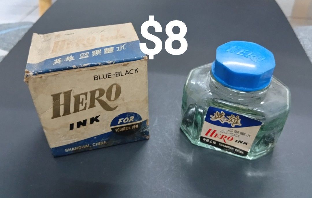 70s Hero Ink Blue-Black Fountain Pen Ink, Hobbies & Toys, Memorabilia ...