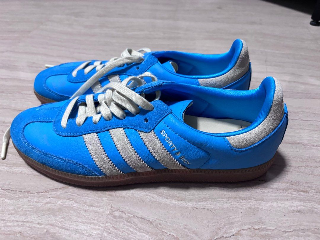 Adidas Samba US9 Sporty & Rich Collab ‘Blue Rush’, Men's Fashion ...