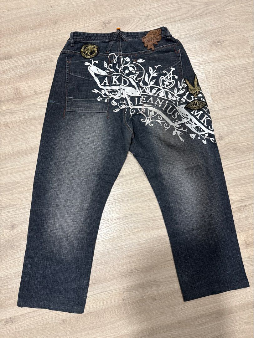 Akademiks rare print y2k baggy 20s, Men's Fashion, Bottoms, Jeans on ...