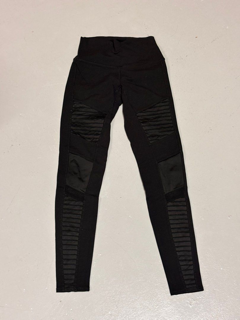 Alo Yoga Moto Leggings - Black, Women's Fashion, Activewear on Carousell