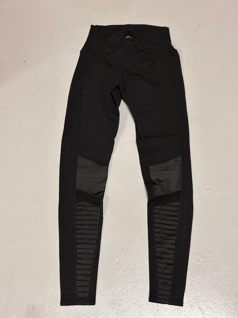 Alo Yoga Moto Leggings - Black, Women's Fashion, Activewear on Carousell