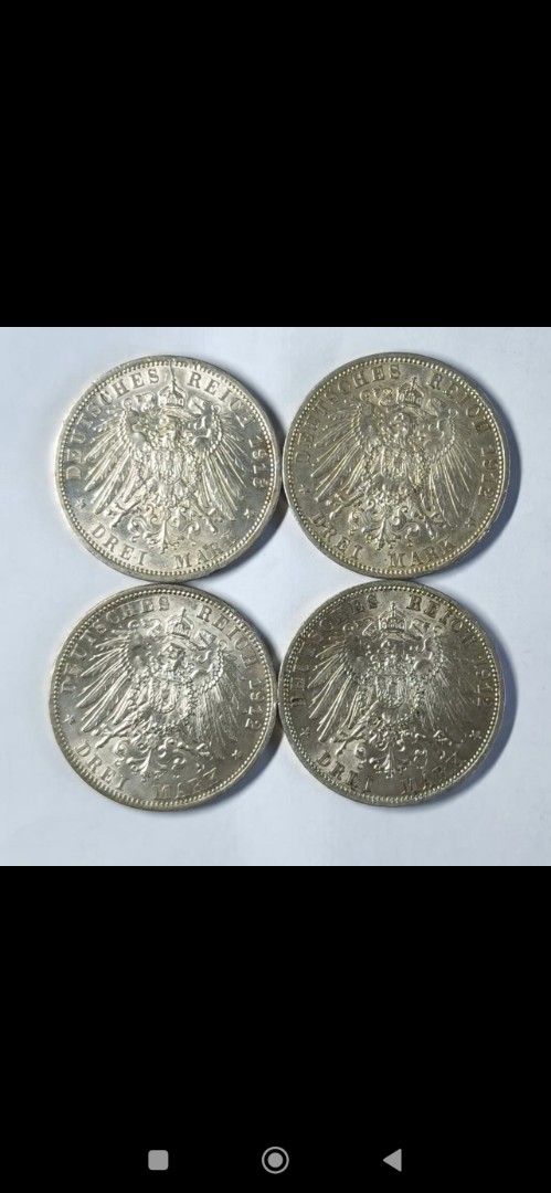 AT SPOT PRICE antique silver German empire 3 mark pre WW1 coins German ...