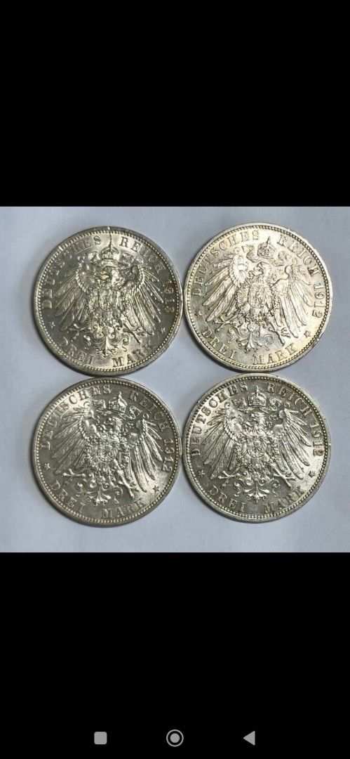 AT SPOT PRICE antique silver German empire 3 mark pre WW1 coins German ...