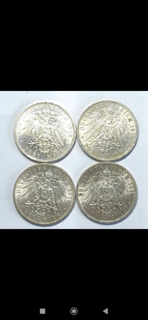 AT SPOT PRICE antique silver German empire 3 mark pre WW1 coins German ...