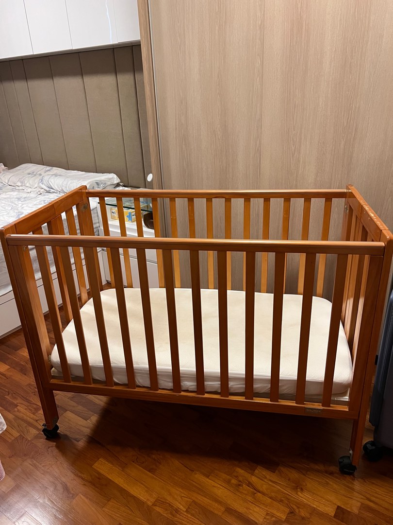 Babyhood Wooden Baby Cot - Foldable, Babies & Kids, Baby Nursery & Kids ...