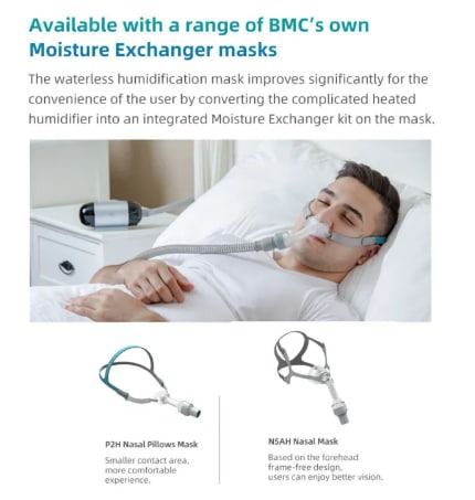 BMC M1 Mini Auto CPAP (APAP) With P2H Nasal Pillow Mask, Health ...