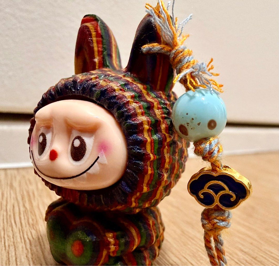 BN Wooden LABUBU Bunny Figurine 4.8cm Smartphone Bags Pendant Cloud ...