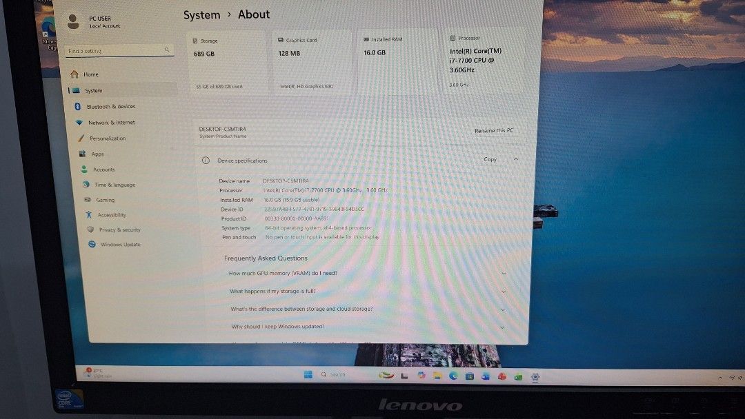 Budget Windows 11 Intel i7 Desktop PC Bundle - Lenovo Monitor ...