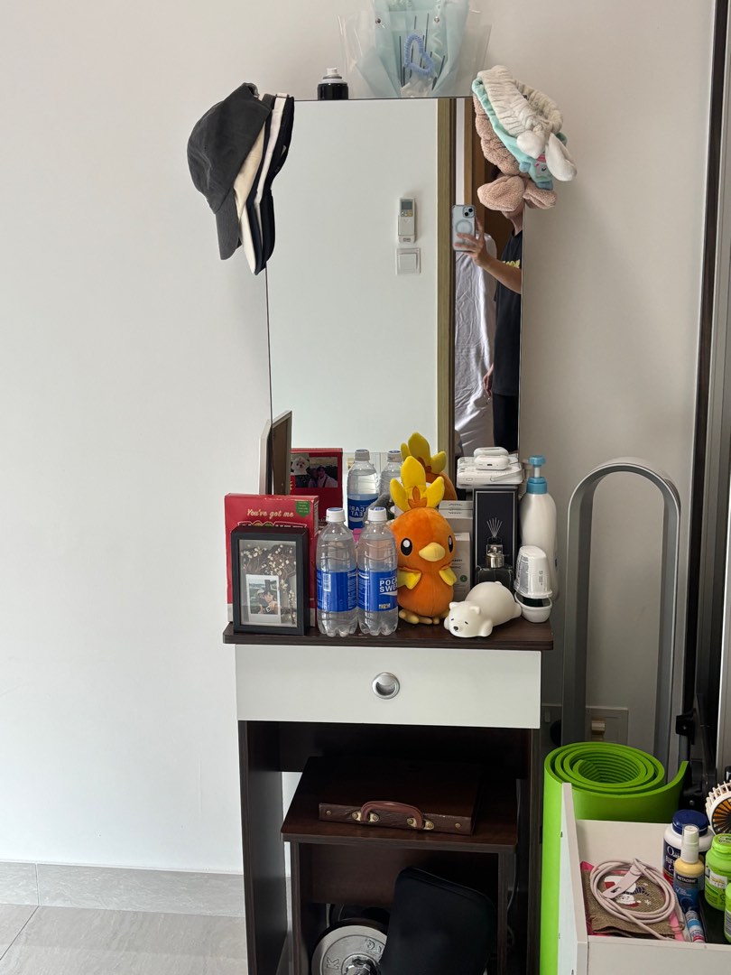 Compact Dressing Table with Mirror and Chair, Furniture & Home Living ...