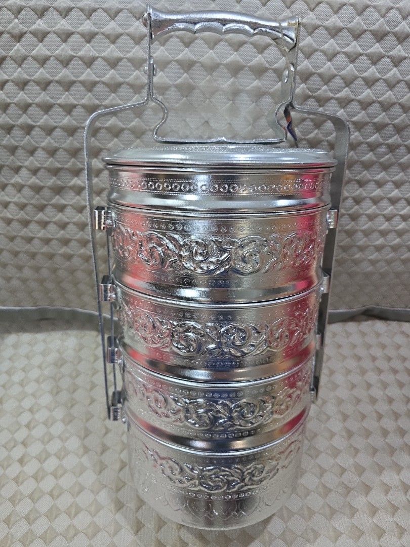Diamond Brand Thai Vintage Silver Tiffin Carrier Tingkat with Intricate ...
